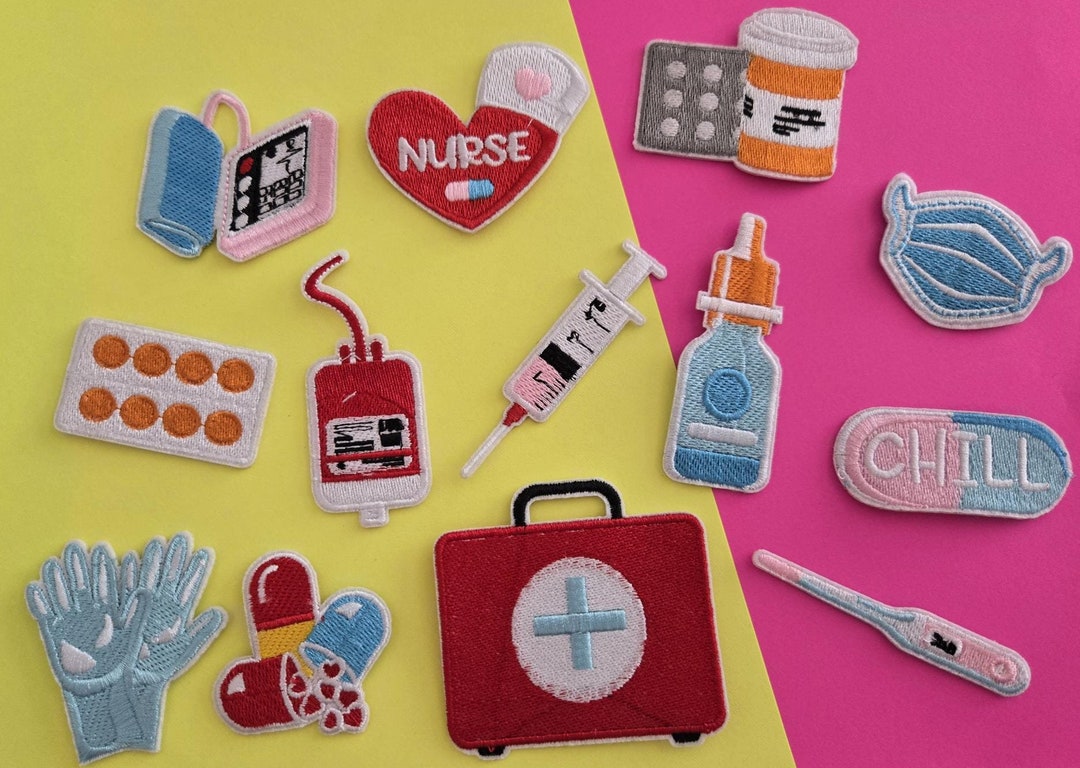 5 Pcs Doctor/nurse Assorted Embroidered Iron on Patches, Medicine ...