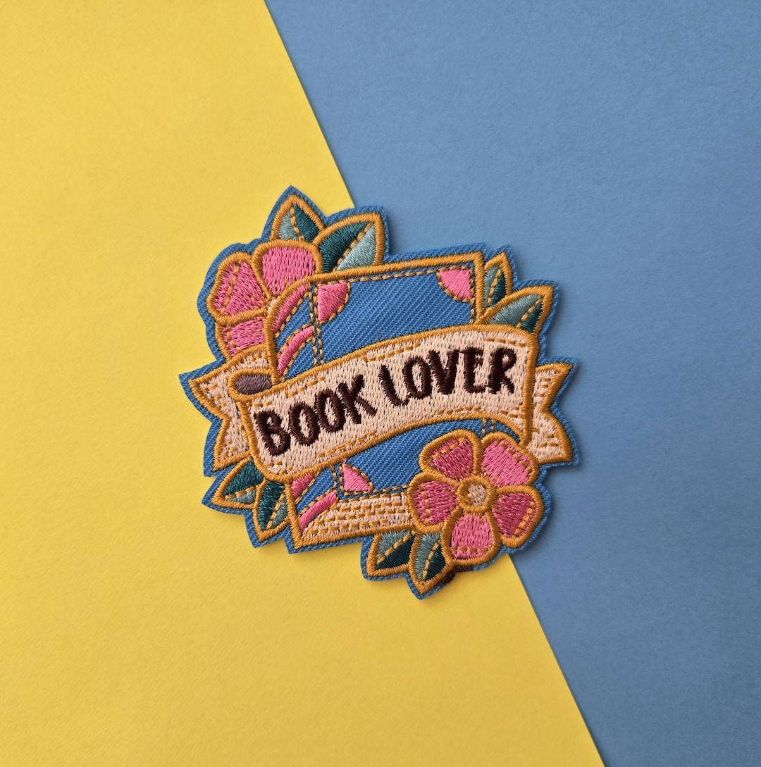Book Lover Embroidered Iron on Patch, Iron on Patch, Book Patch, Cute ...