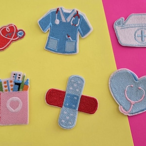 5 Pcs Doctor/nurse Assorted Embroidered Iron on Patches, Medicine ...