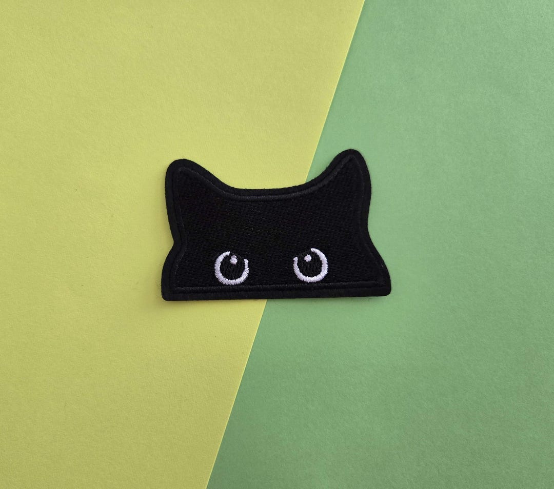 Black Cat Eyes Embroidered Iron on Patch: Funny Kitty Applique - Etsy
