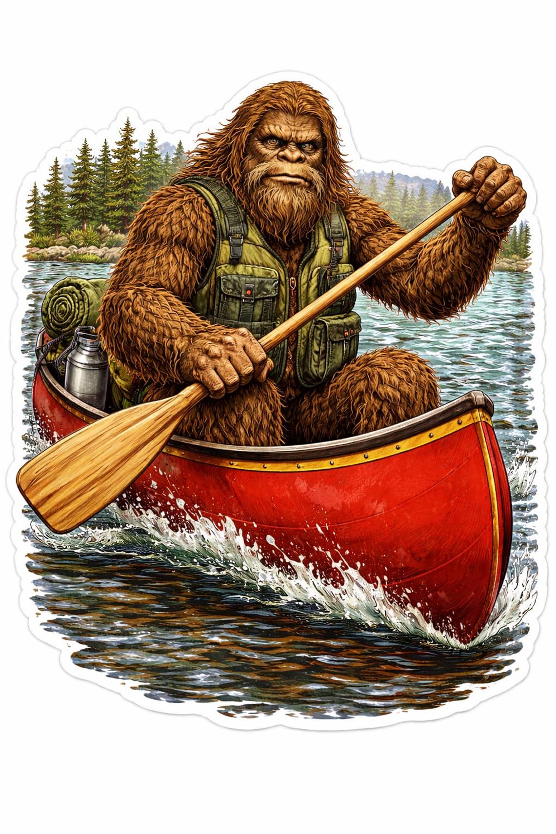 Bigfoot Canoe Sticker | Sasquatch Paddling Vinyl Decal - Etsy