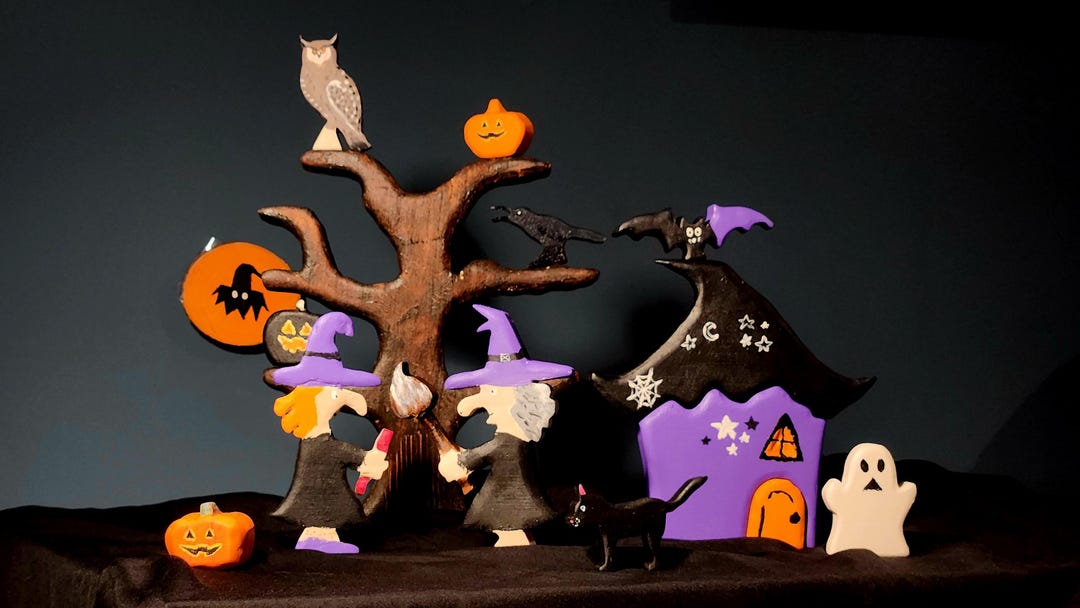 Waldorf Halloween Toy, Wooden Witch Figure, Halloween Figure, Halloween ...