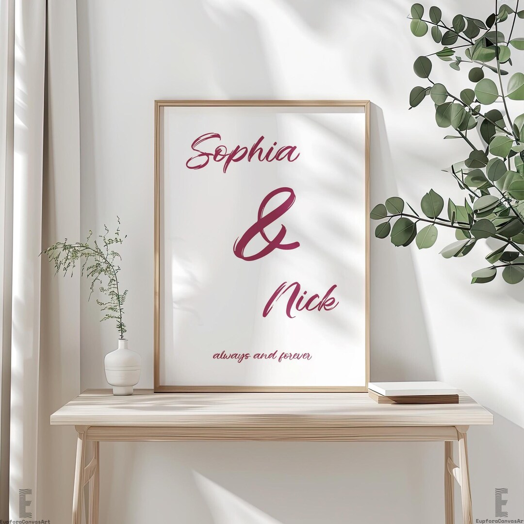 Personalized Couples Name Canvas Poster, Valentine Day Gift, Romantic ...