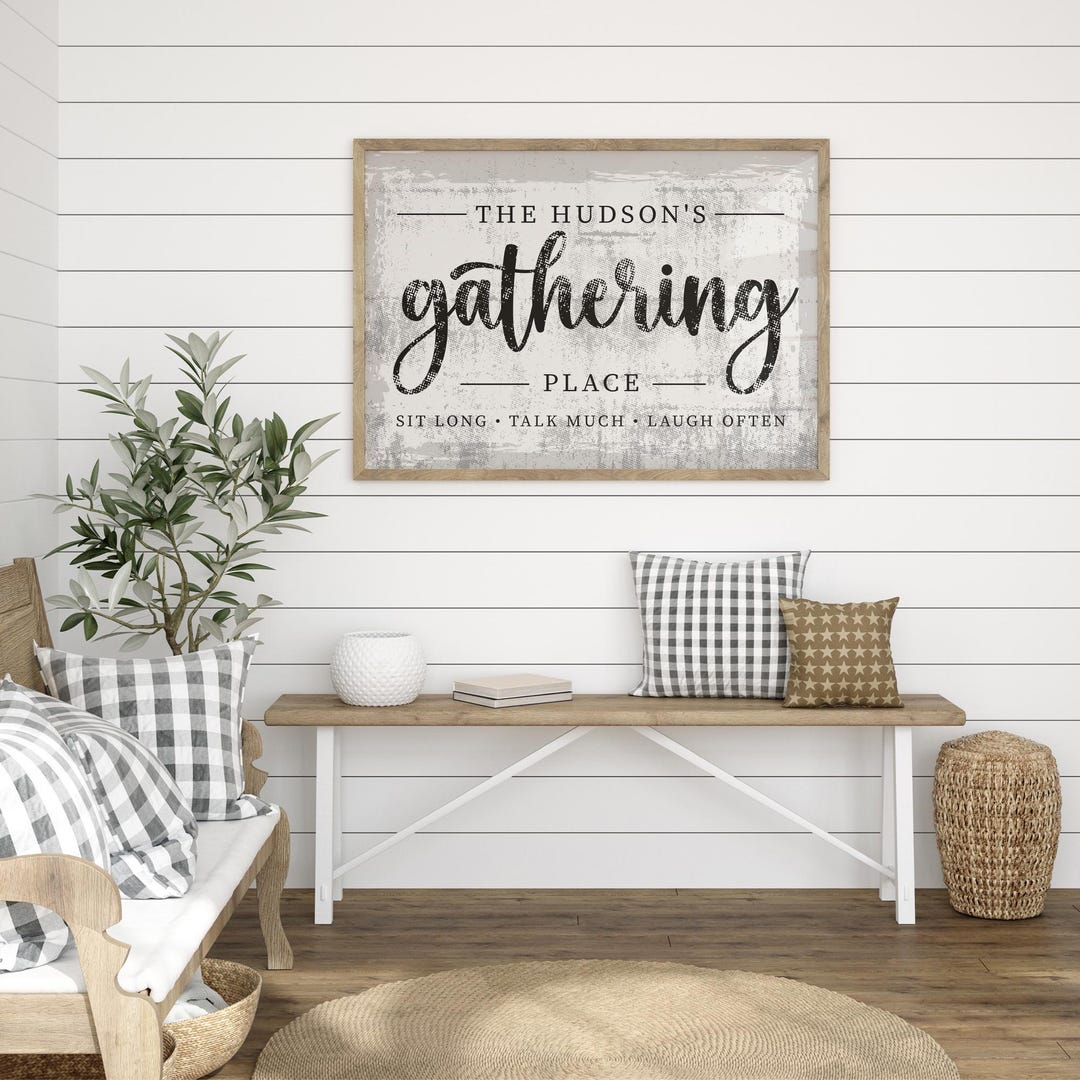 Personalized Rustic Gathering Place Sign, Custom Family Name Poster ...