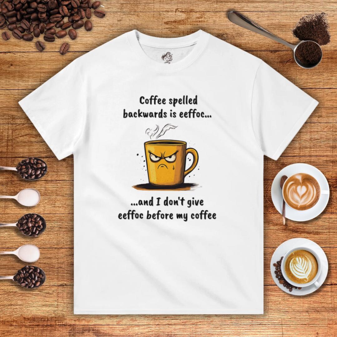 Coffee Spelled Backwards is Eeffoc Heavyweight Unisex T-shirt - Etsy