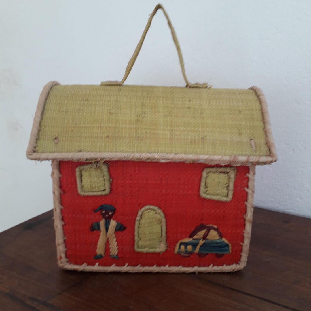 Lovely Vintage Raffia Box for Home Decor. Size 18x18 Cm, Depth 12 Cm ...