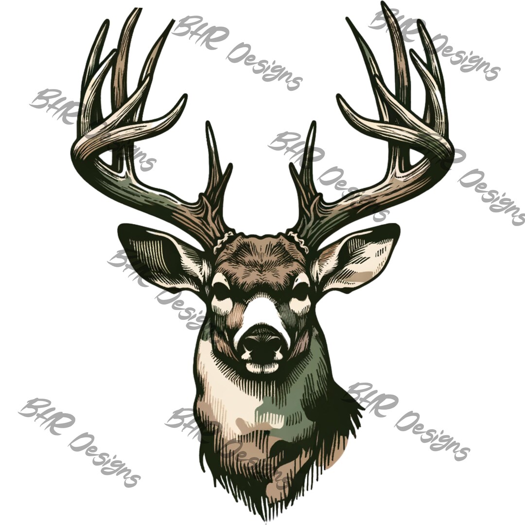 Whitetail Buck Deer Camo Vector Drawing Jpg Png Pdf - Etsy