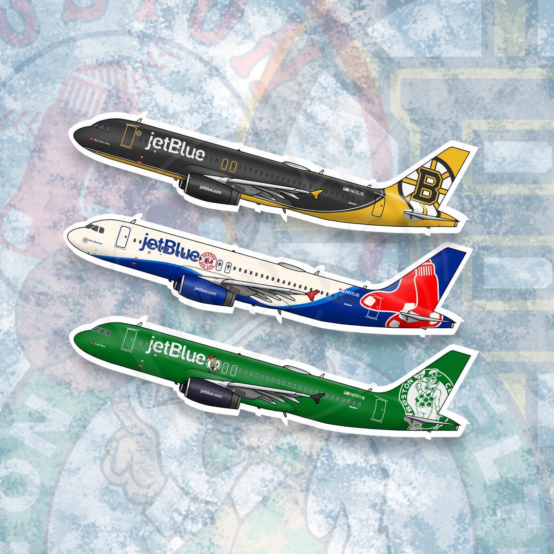 Jetblue Airbus A320 Boston Teams Special Livery Airplanes - Sticker ...
