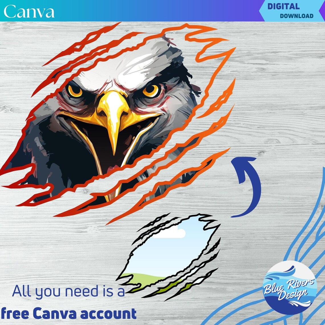 Ripped Animal Scratch Canva Frame Template: Drag & Drop (digital ...