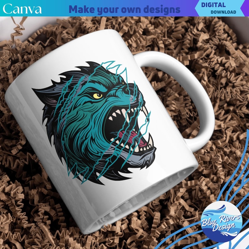 Ripped Animal Scratch Canva Frame Template: Drag & Drop (digital ...