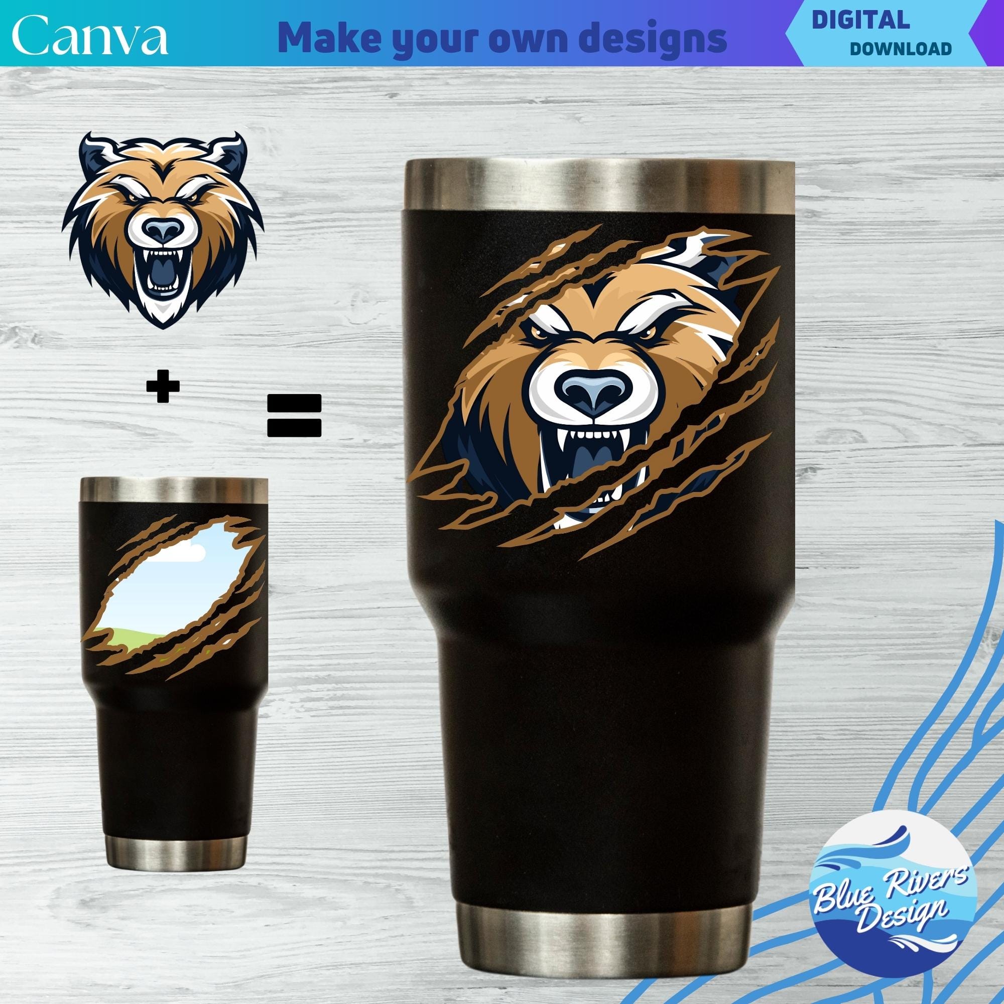 Ripped Animal Scratch Canva Frame Template: Drag & Drop (digital ...