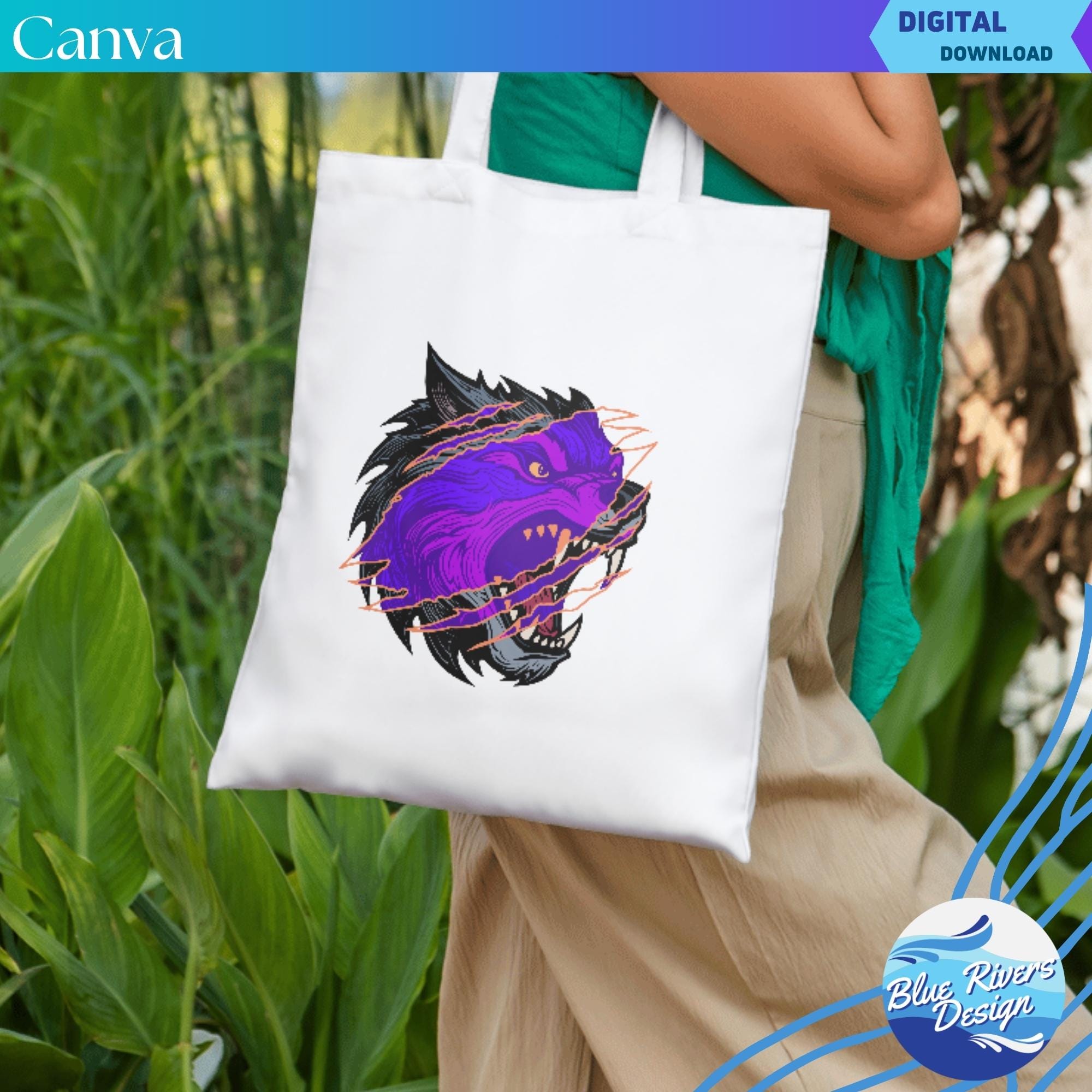 Ripped Animal Scratch Canva Frame Template: Drag & Drop (digital ...