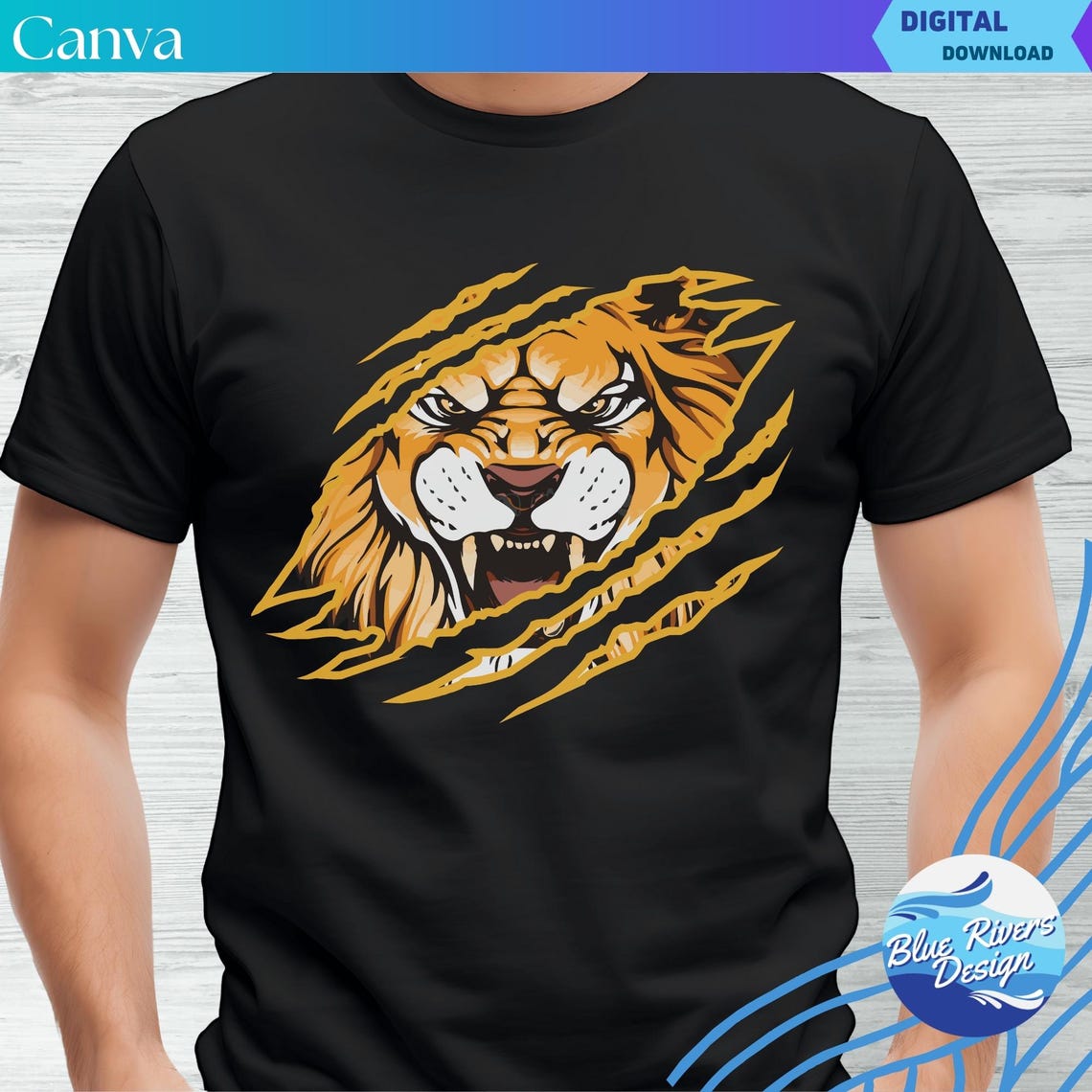 Ripped Animal Scratch Canva Frame Template: Drag & Drop (digital ...