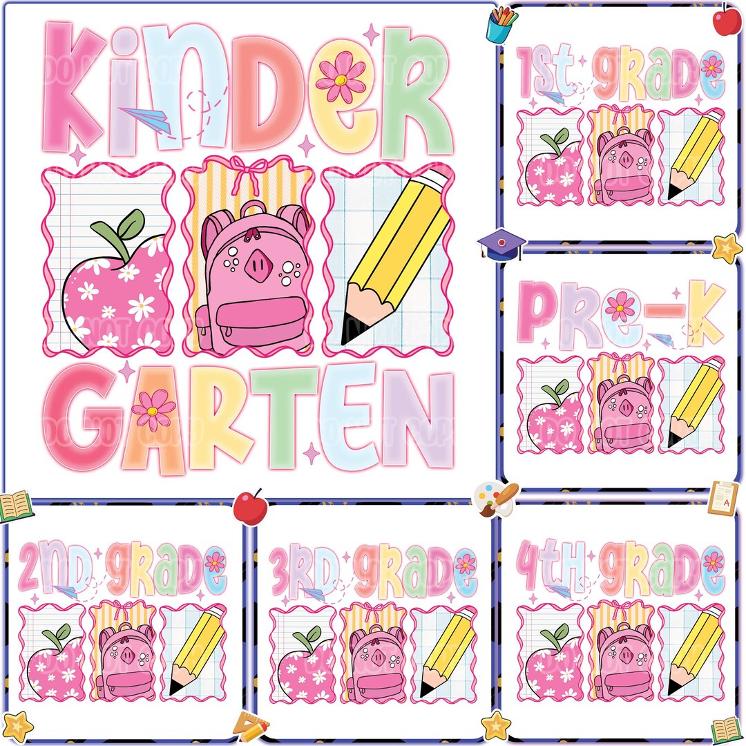Preppy Back to School Bundle PNG, Coquette Teacher Png, First Day of ...