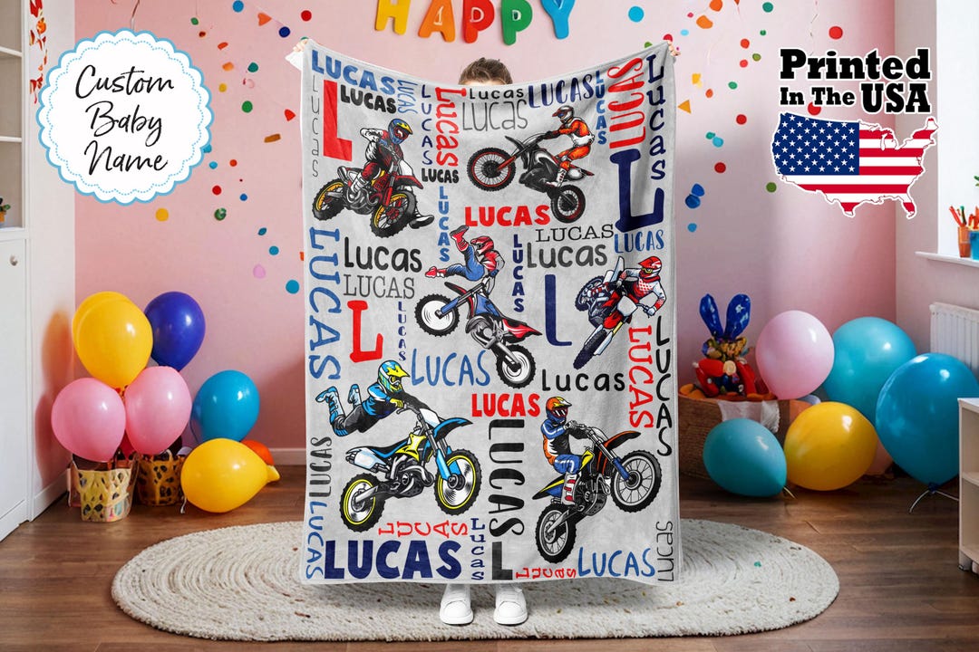 Personalized Dirt Bike Blanket, Motocross Blanket, Custom Motorcycle ...