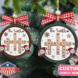 Custom Family Crossword Puzzle Art Ornament, Personalized Christmas ...