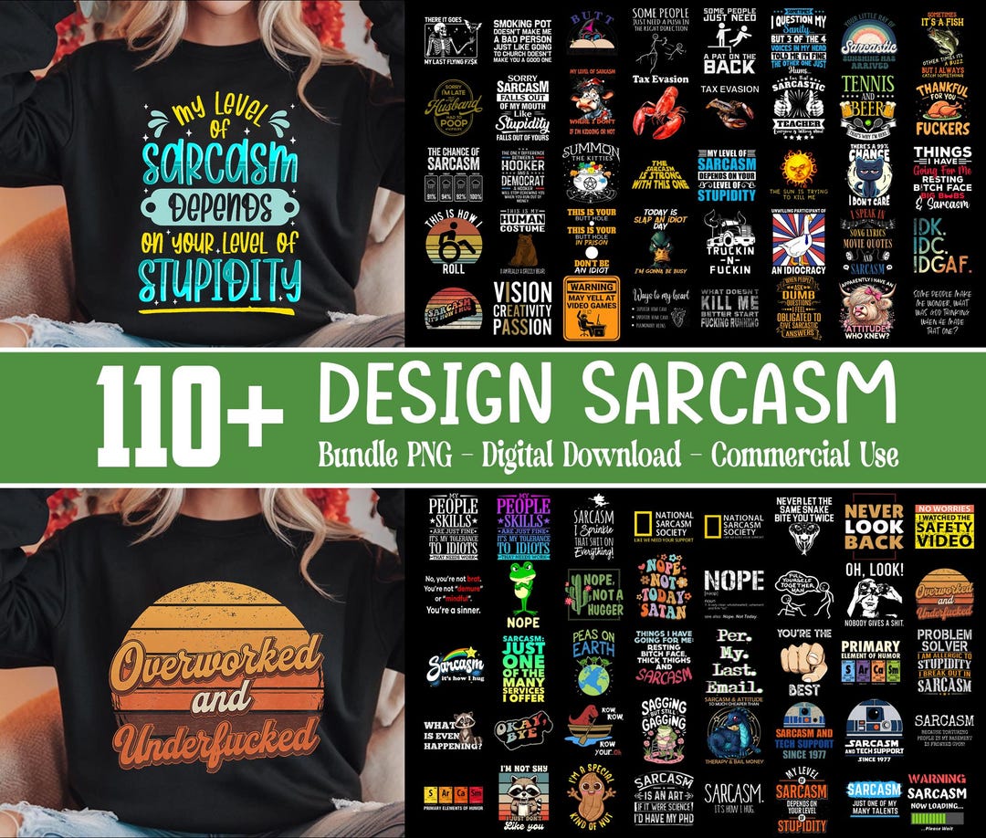 110+ Design Sarcasm Bundle PNG, Sarcastic Png, Retro Sarcastic Png ...