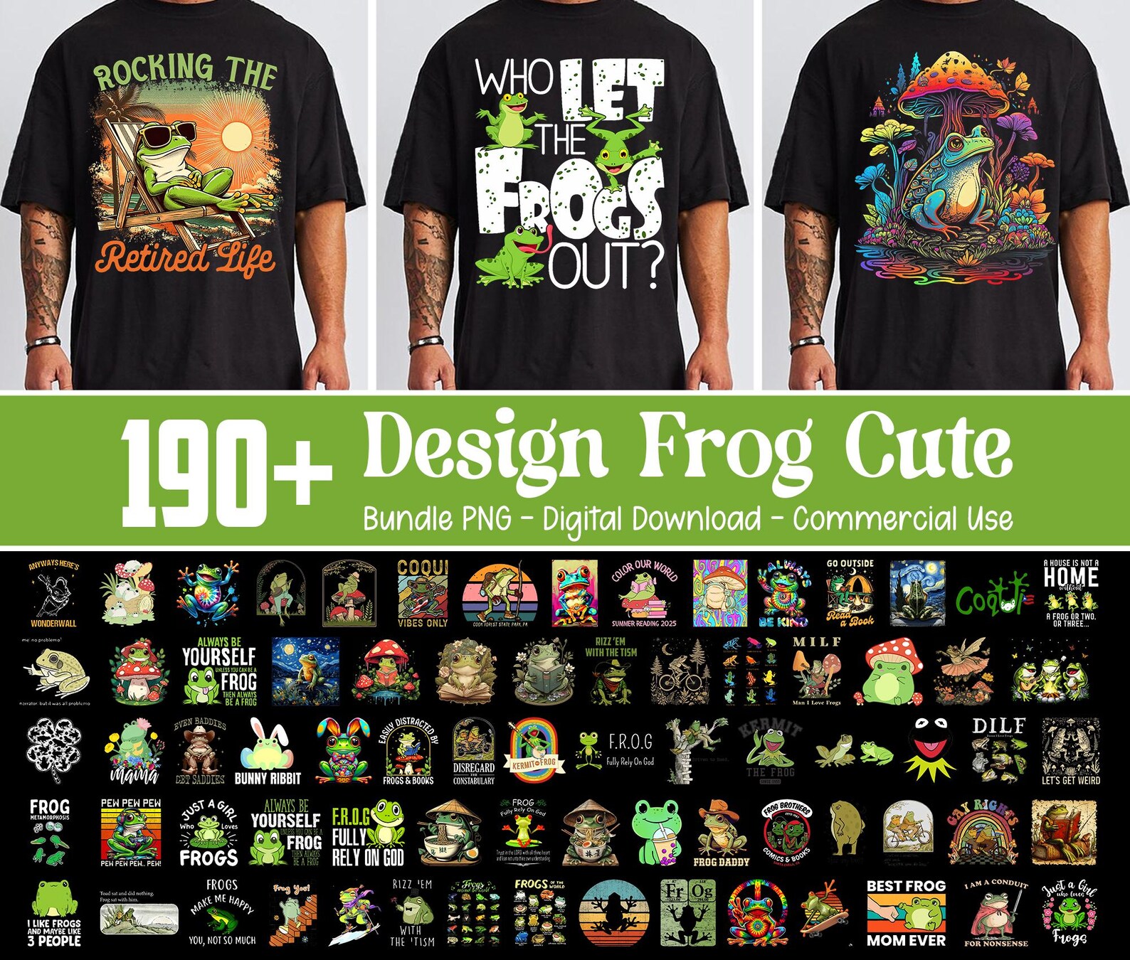 190+ Design Frog PNG Bundle, Cute Frog PNG, Froggy Bundle, Baby Animals ...