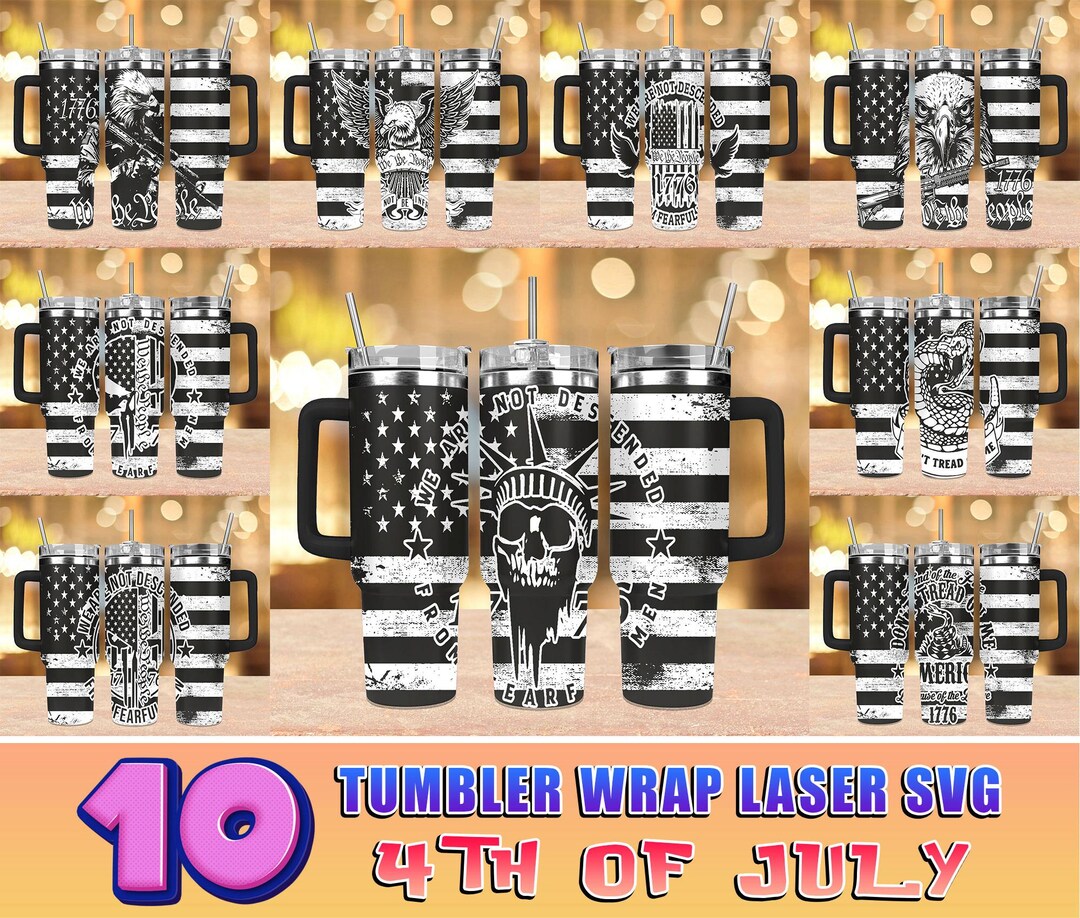 10 Designs Animal 4th of July 40oz Engraved Tumbler Svg, We the People ...