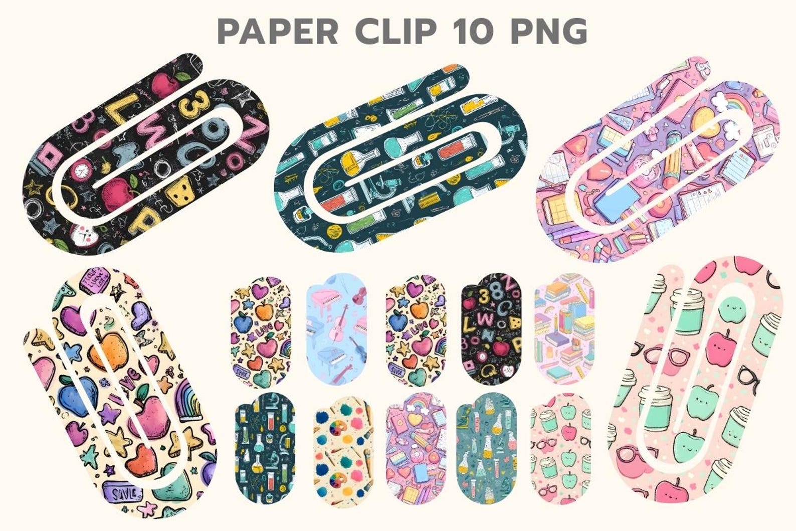 Jumbo Paper Clip Bookmark PNG Bundle (digital Download) - Etsy