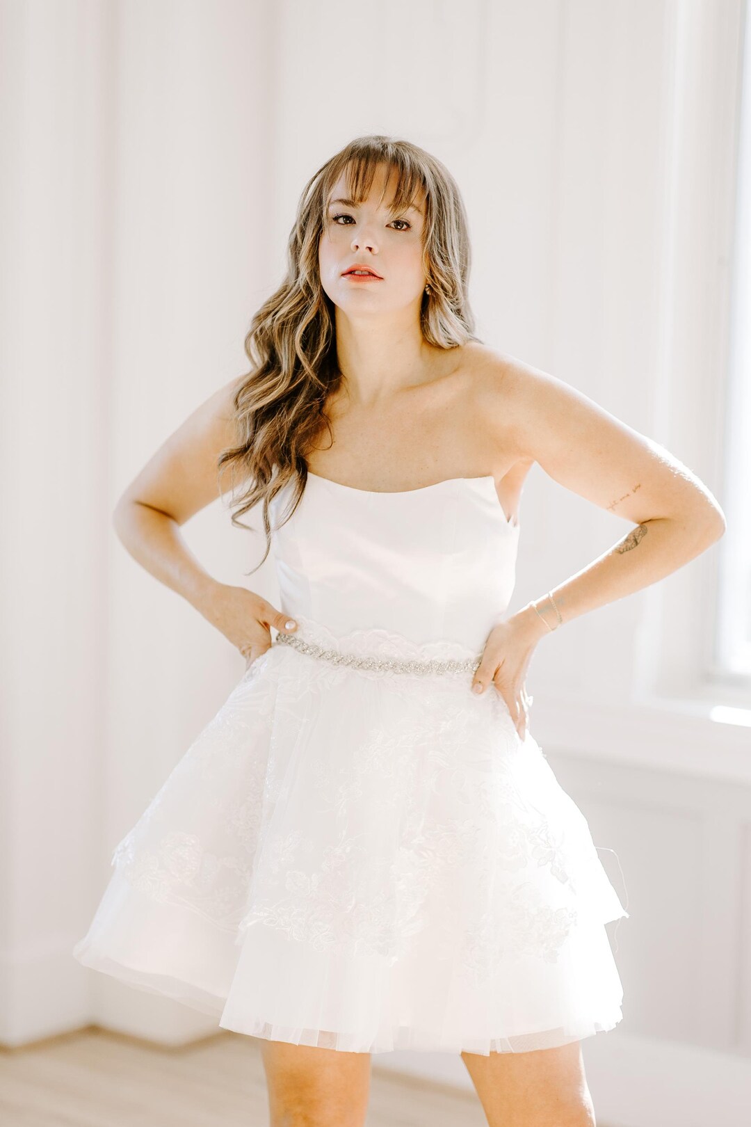 The Renee Dress. Bridal Mini Dress. Lace Tulle and Rhinestone. Bridal ...