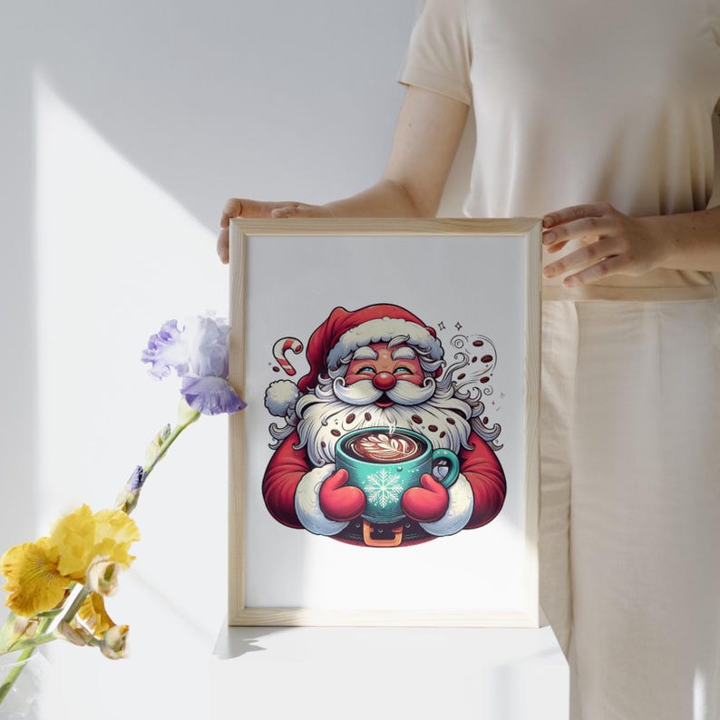 Santa Claus Coffee PNG: Christmas Caffeine Design (digital Download) - Etsy