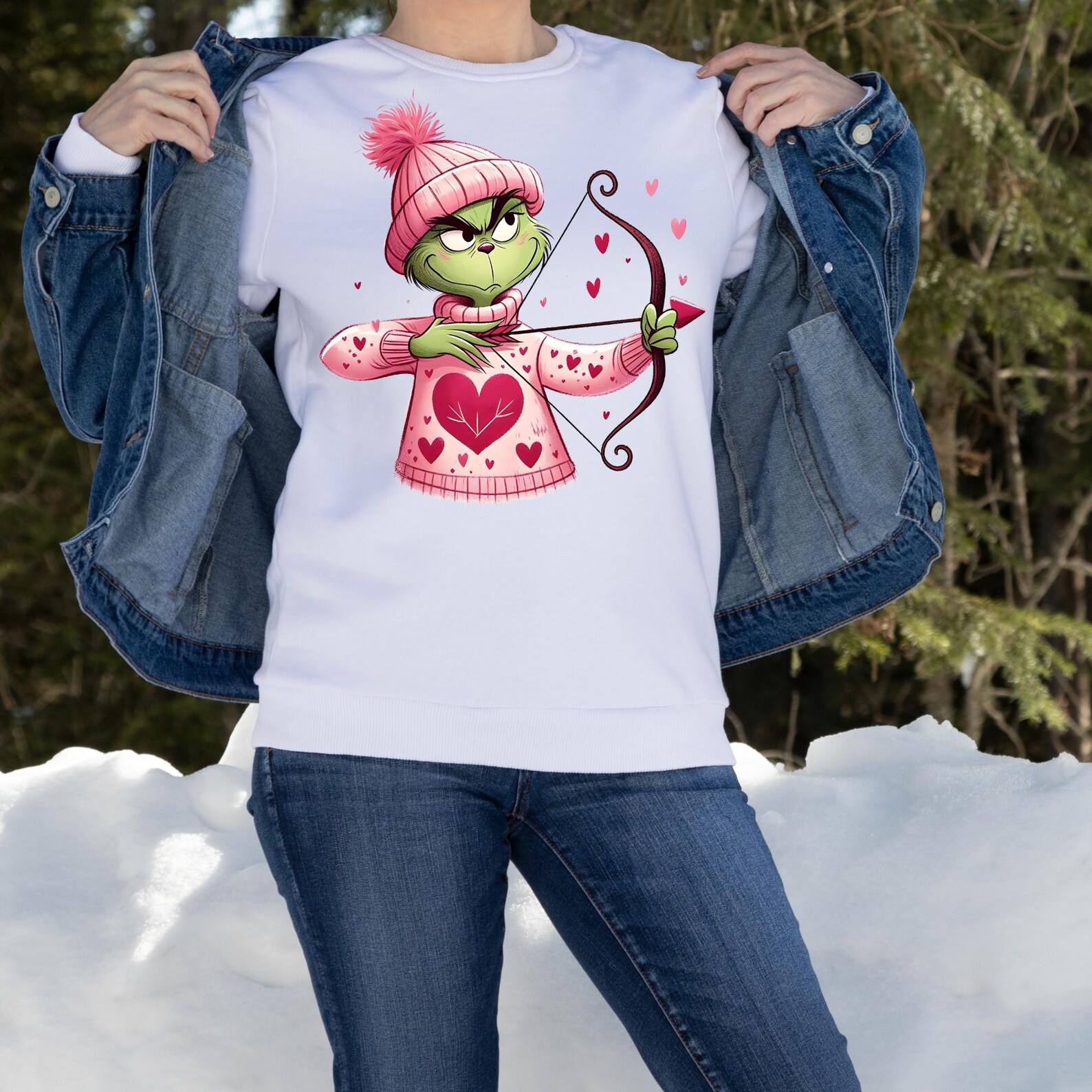 Grumpy Cupid Grinch PNG: Valentine's Day Heart Arrow Design (digital ...