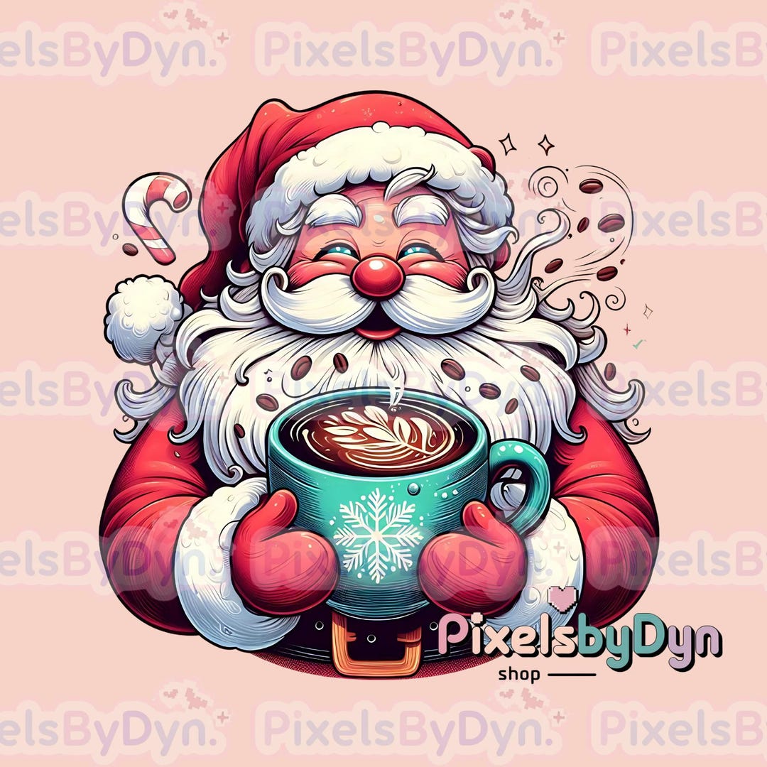 Santa Claus Coffee PNG: Christmas Caffeine Design (digital Download) - Etsy