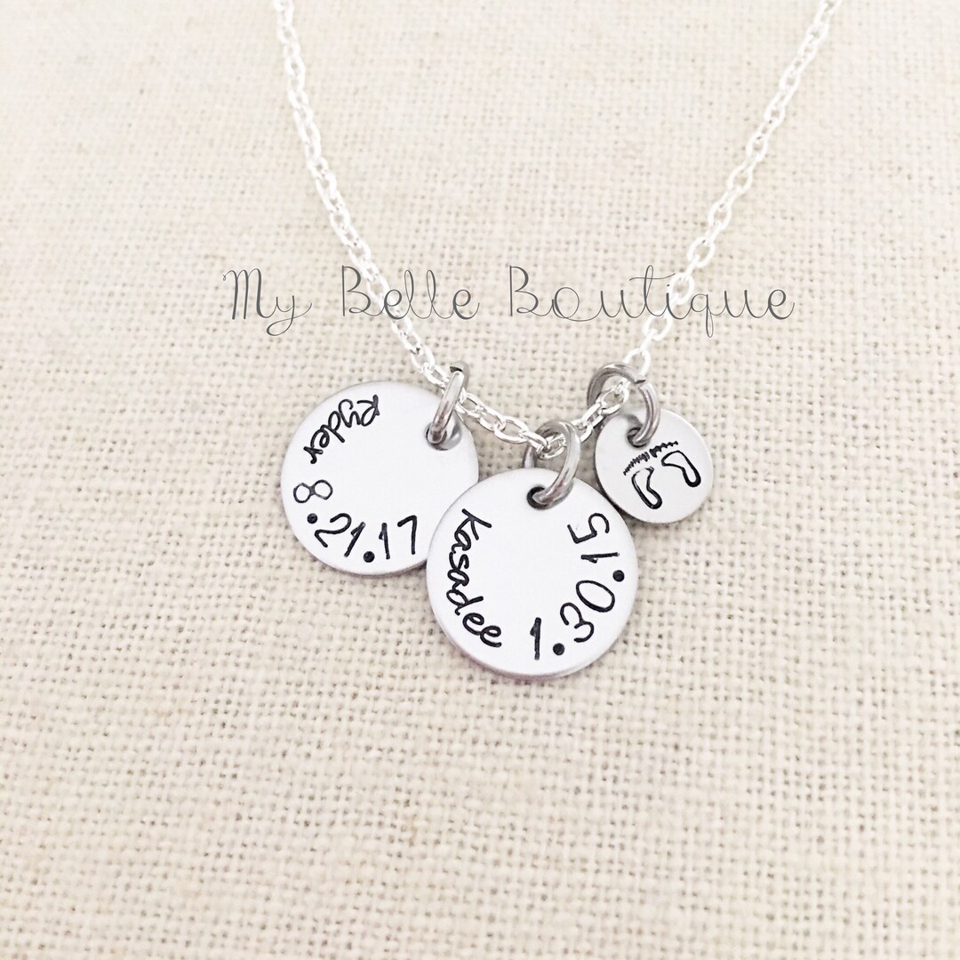 Personalized Hand Stamped Triple Disc Name Necklace With Swarovski ...
