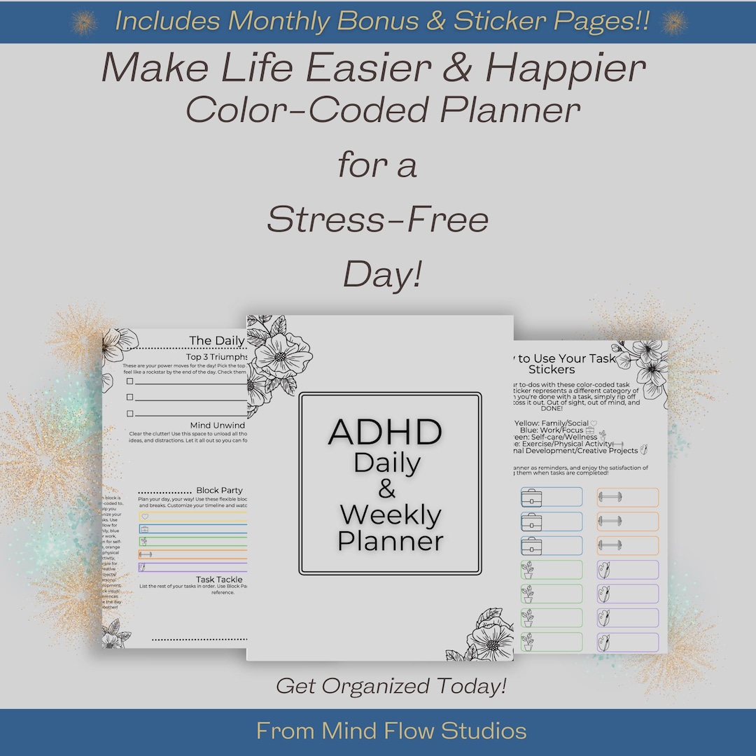 ADHD Planner Bundle | Printable Daily and Weekly Organizer With ...