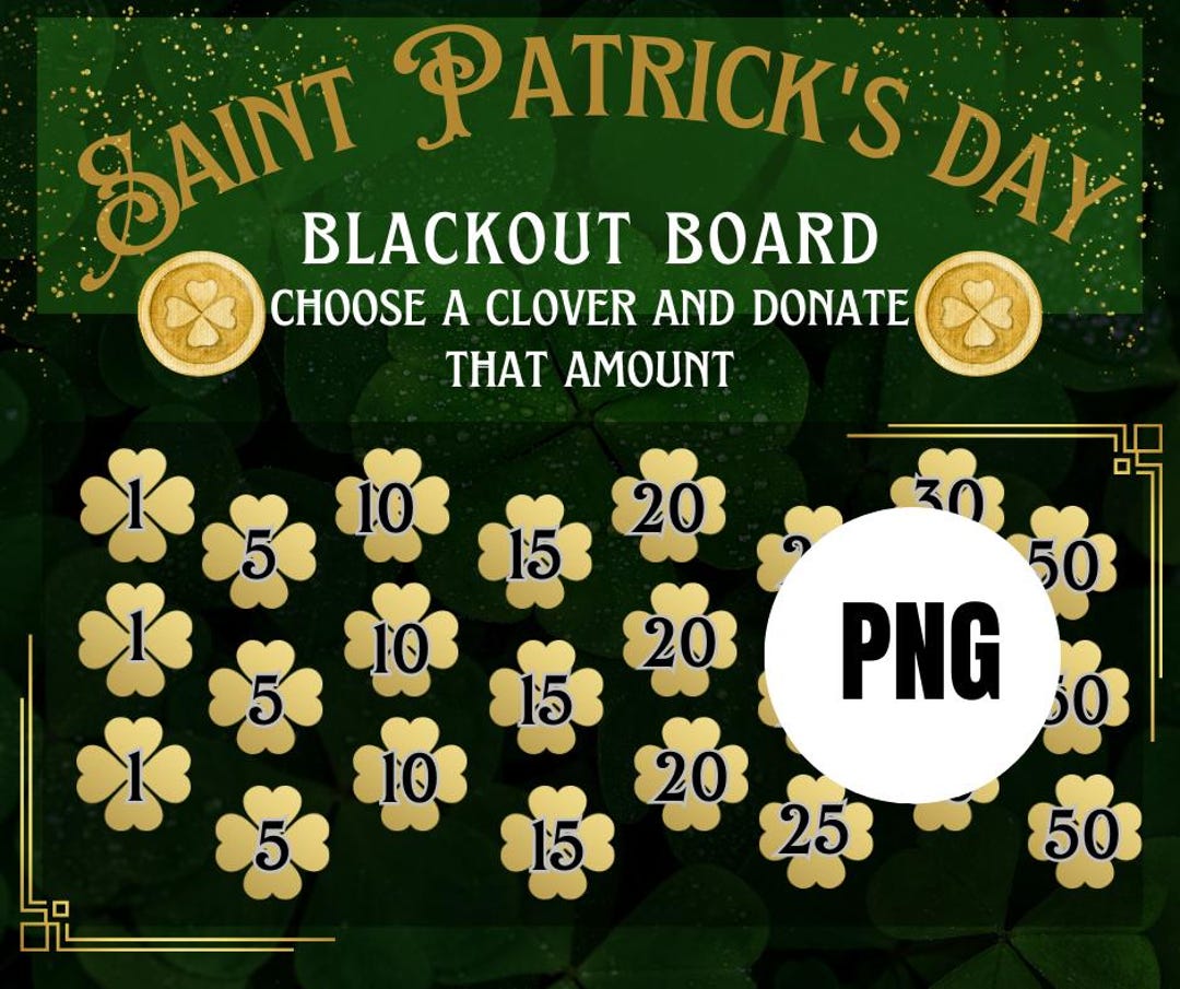 Fundraiser PNG, Month of March Blackout Board - Etsy