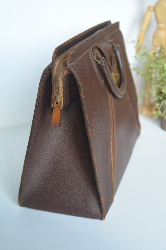 Retro Custom Leather Briefcase - Vintage Sales Handba… - Gem