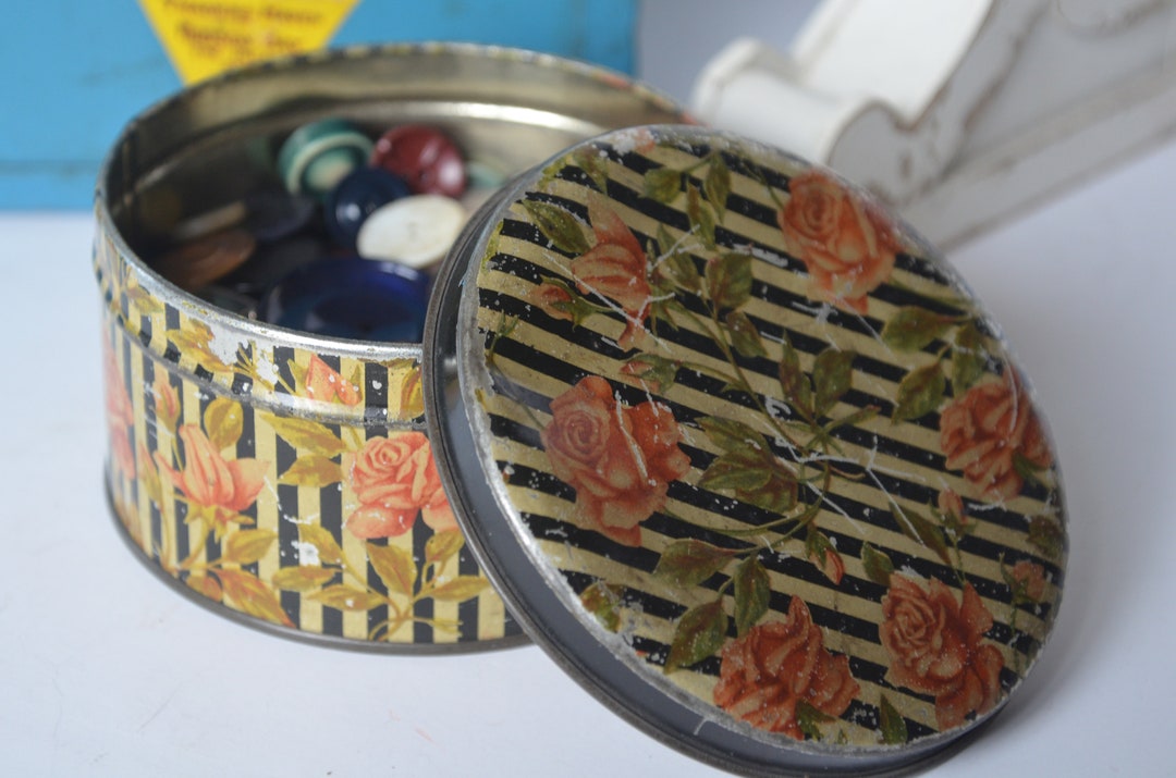 Vintage Tindeco Tin and Retro Button Collection - Great-grandma's ...