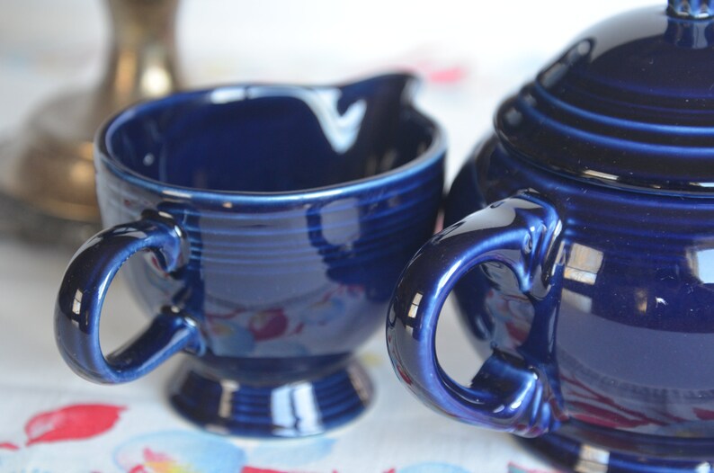 Vintage Fiesta Cobalt Collection Fiesta Disc Pitcher Fiesta Creamer ...