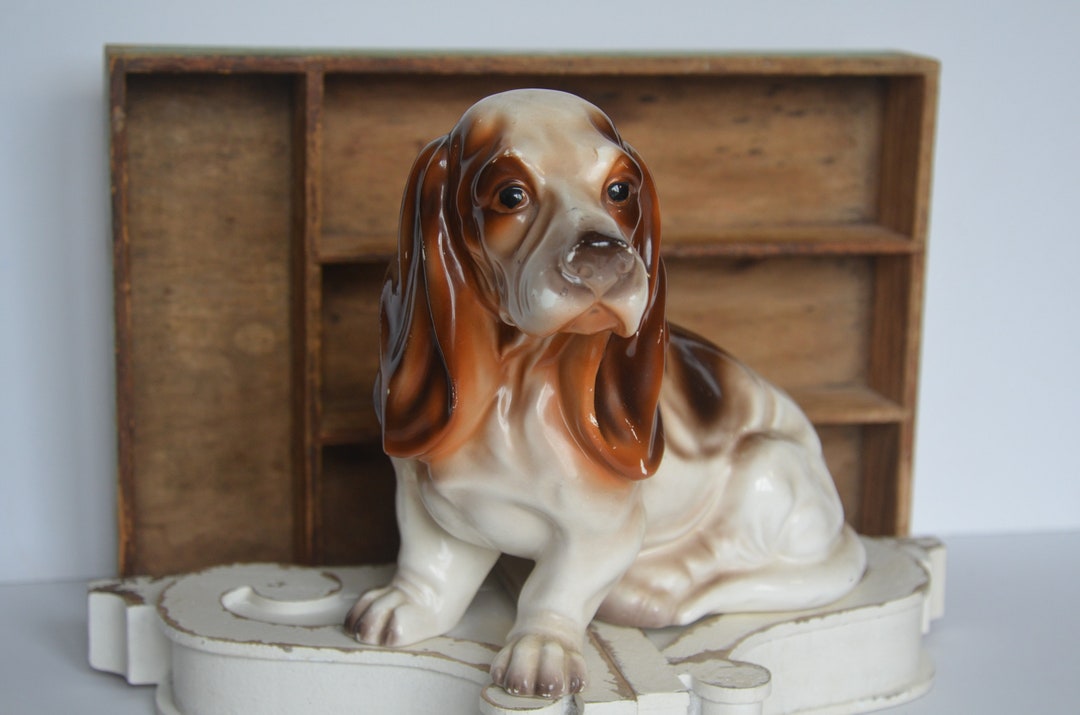 Vintage Basset Hound Ceramic Figurine Retro Dog Decor Farm Dog Figure ...
