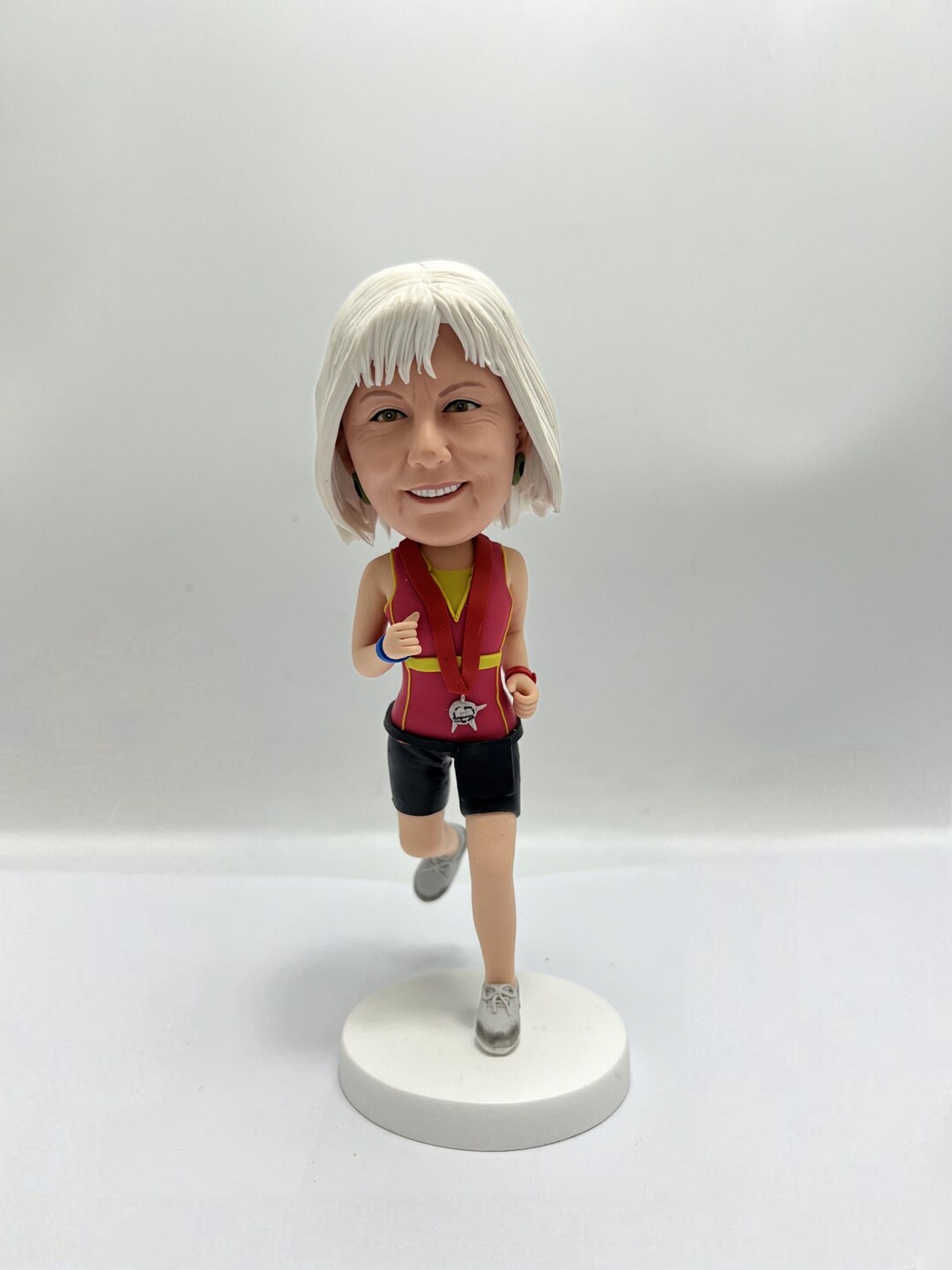 Custom Running Grandmother Bobblehead: Handmade Polymer Clay Birthday ...