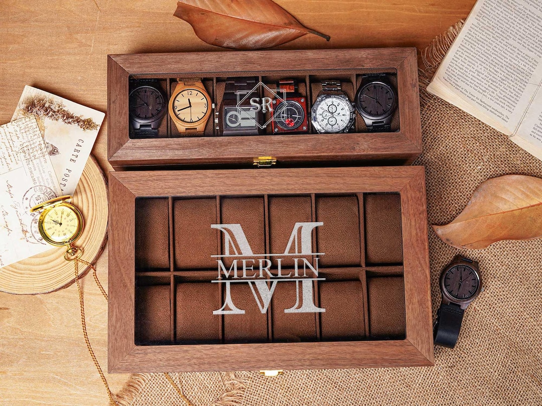 Custom Engraved Watch Box, Personalized Watch Case for Men, Anniversary ...