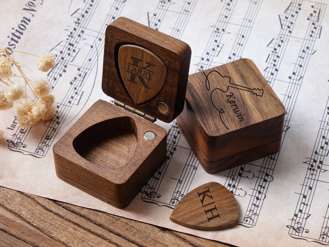 Custom Wooden Guitar Picks Box,guitar Plectrum Box,guitar Pick Holder ...