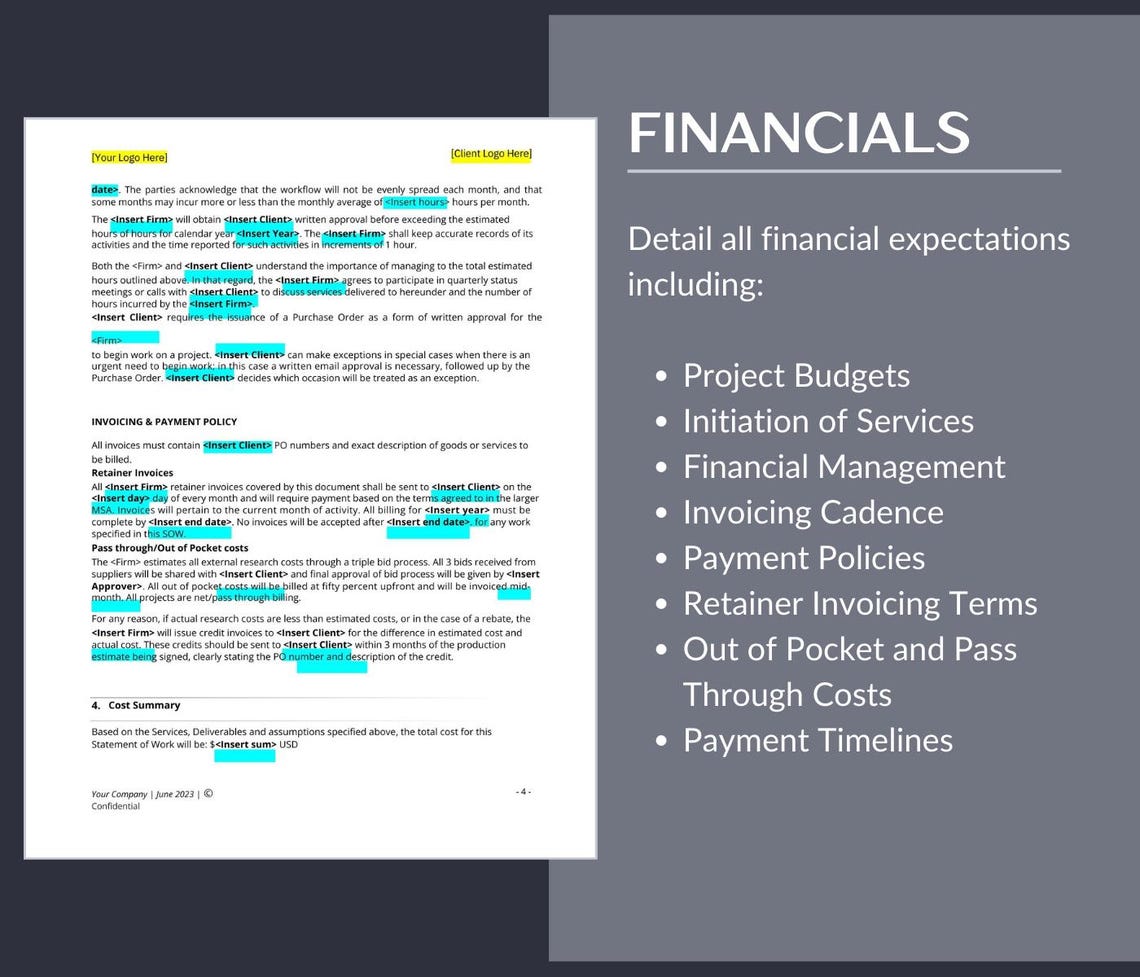 Statement of Work Template for Management Consultants | Scope of Work ...