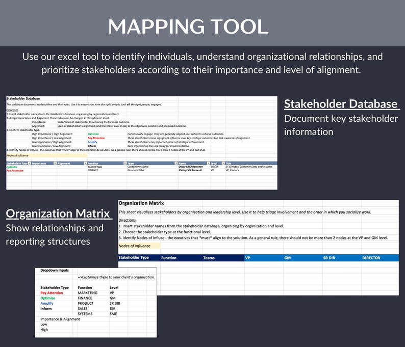 Consultant Stakeholder Mapping Guide and Template | Stakeholder Identification | Organization ...
