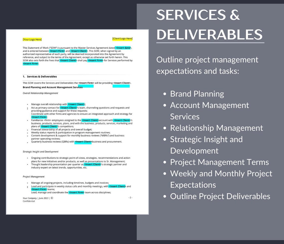 Statement of Work Template for Management Consultants | Scope of Work ...