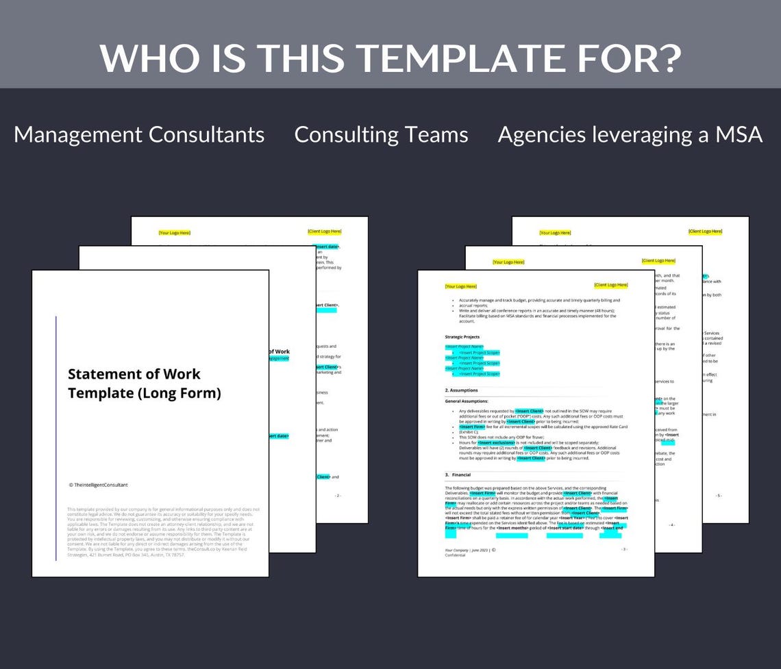 Statement of Work Template for Management Consultants | Scope of Work ...