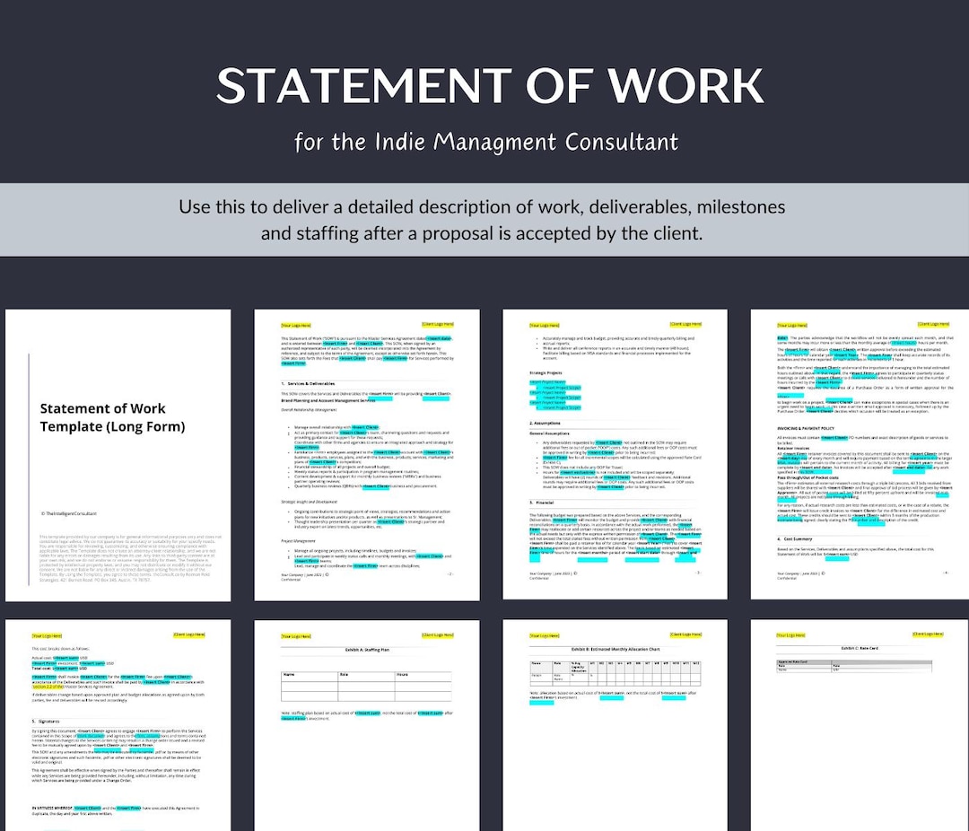 Statement of Work Template for Management Consultants | Scope of Work ...