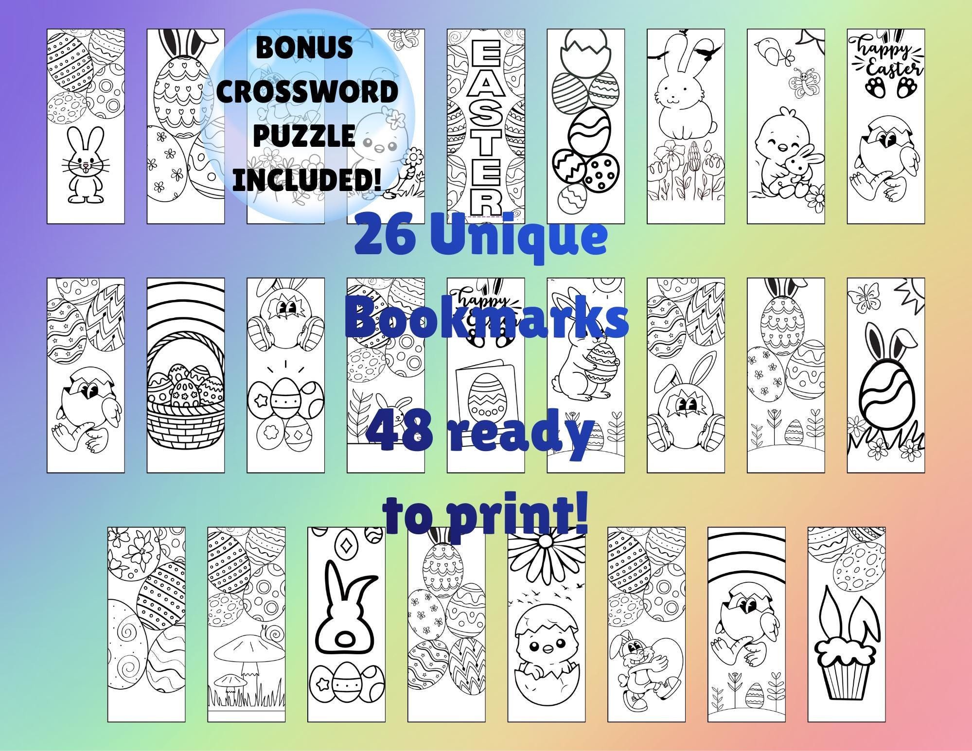 Easter Coloring Bookmarks, 48 Printable Designs, Kids Activity (PDF ...