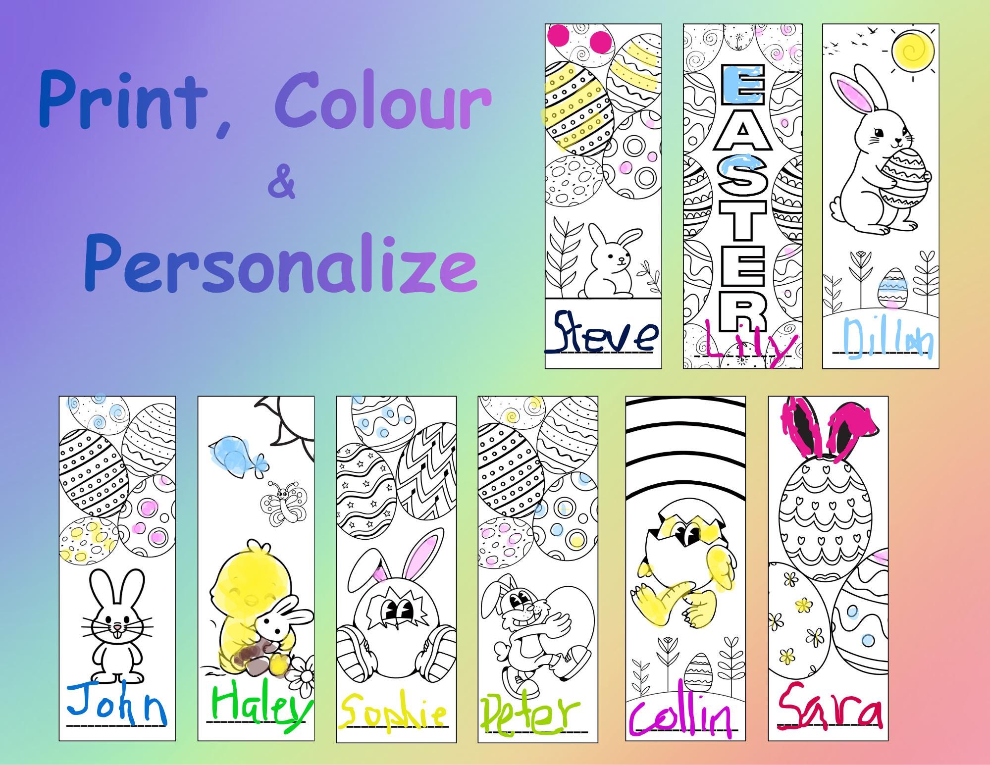 Easter Coloring Bookmarks, 48 Printable Designs, Kids Activity (PDF ...