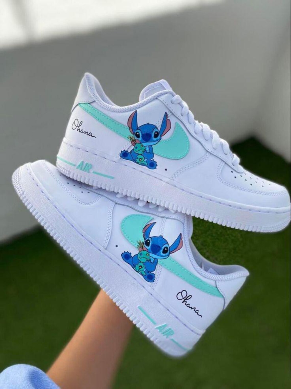 Stitch Swoosh Air Force 1, Custom Swoosh AF1 Sneakers, Hand Painted ...
