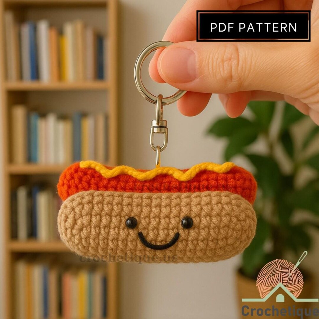 Hotdog Keychain Crochet Pattern, Cute Amigurumi Hotdog Keychain, PDF ...