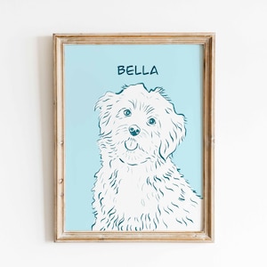 Minimalist Custom Pet Portrait: Hand-drawn Colorful Dog Art (digital ...