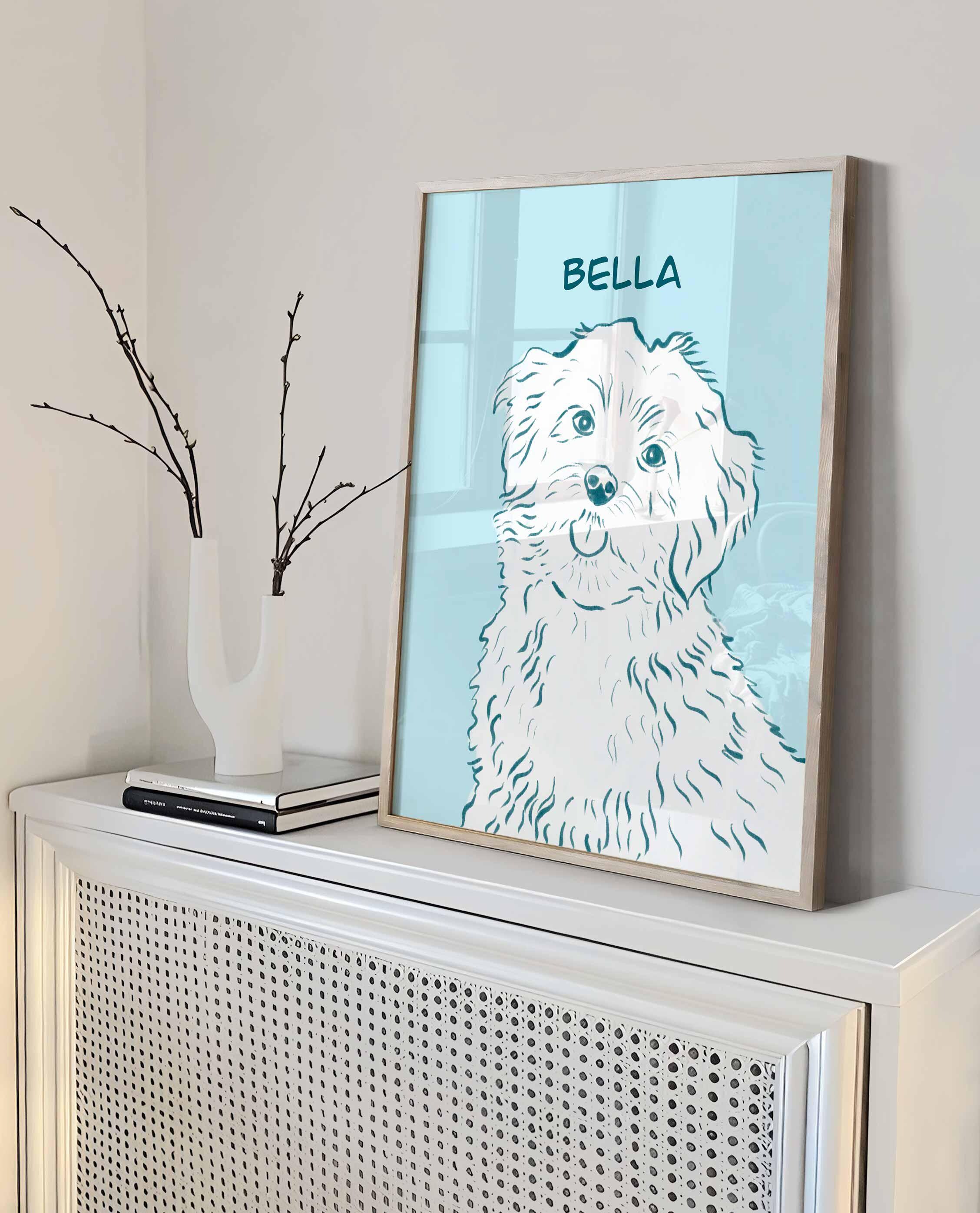 Minimalist Custom Pet Portrait: Hand-drawn Colorful Dog Art (digital ...