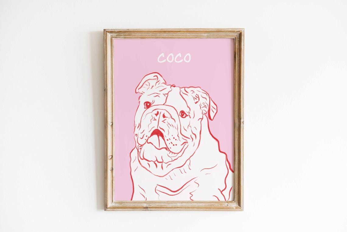 Minimalist Custom Pet Portrait: Hand-drawn Colorful Dog Art (digital ...